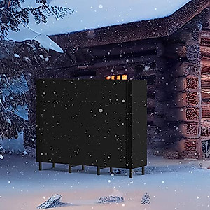 NORCEESAN Firewood Rack Outdoor with Cover Wood Holders Firewood Indoor, Wood Racks Outdoor for Firewood 4 Ft Firewood Log Rack Fireplace Log Holder for Patio Waterproof Oxford Fabric, Black