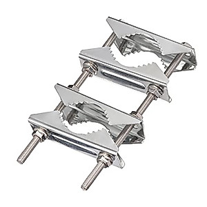 BINGFU Double Antenna Mount Fixed Bracket Kit V Jaw Block Anti-Rust Mast Clamp for Outdoor TV Antenna CB Ham Radio Antennas Satellite Dish 4G WiFi Antennae Patio Umbrella Holder Flag Pole (2 Pack)