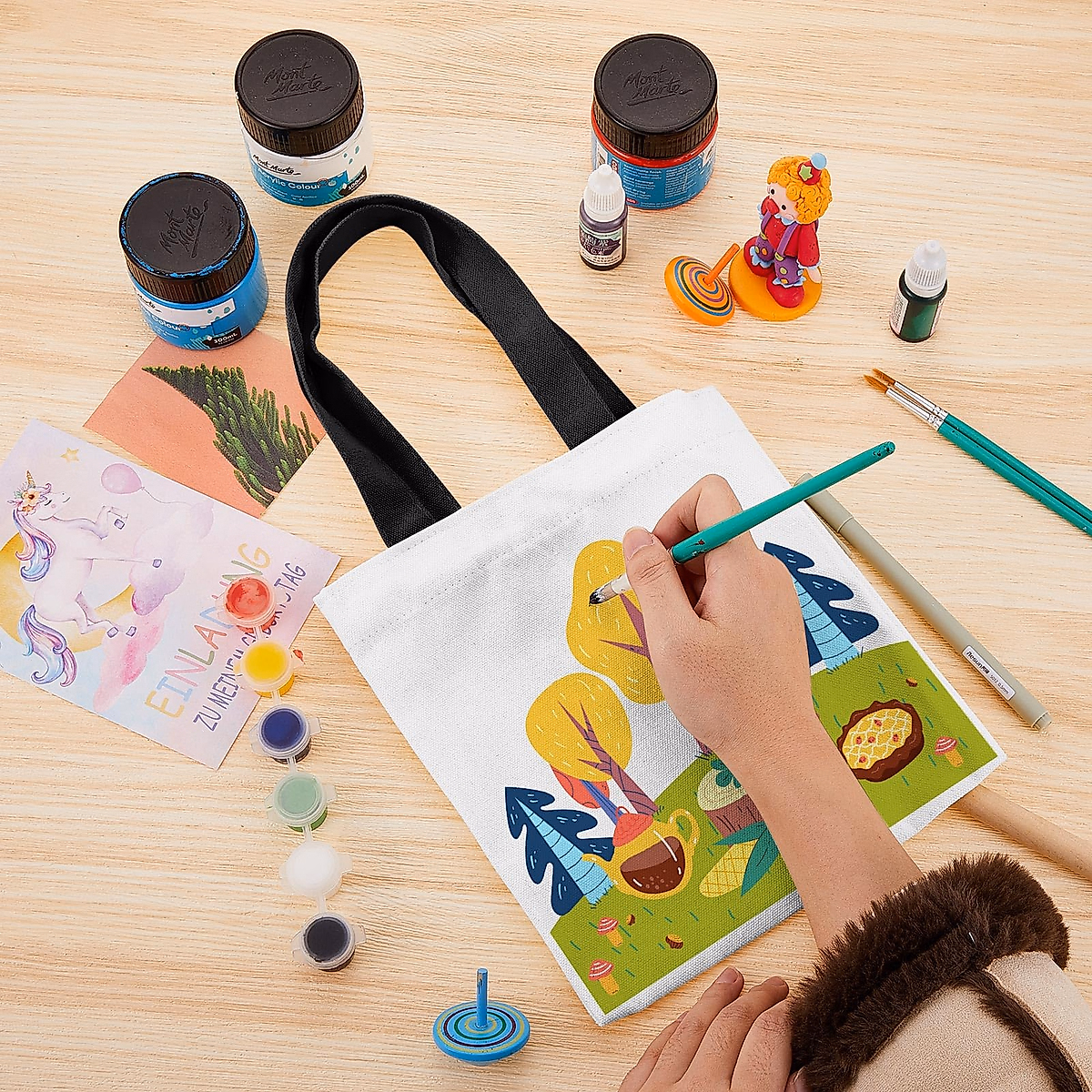 Amylove 24 Pcs Mini Tote Bag Sublimation Blank Canvas Tote Bags Reusable Grocery Luggage DIY Sack Goody for Party Even (8.5 x 8 Inch,Beige with Black Handle)