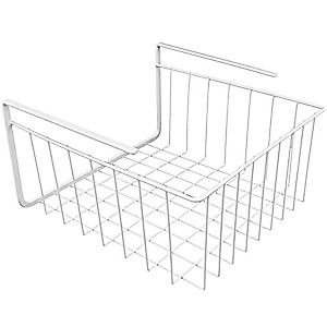 Southern Homewares White Wire Under Shelf Storage Organization Basket 10-Inch