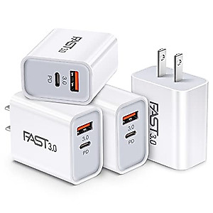 20W USB C Fast Charger[ 4-Pack] iSeekerKit Dual Port PD Power Delivery + Fast Charger 3.0 Wall Charger Block Compatible for iPhone14 13/12/Pro Max Mini XS/XR/X, 8/7/6, Pad Pro,Samsung Galaxy, Pixel