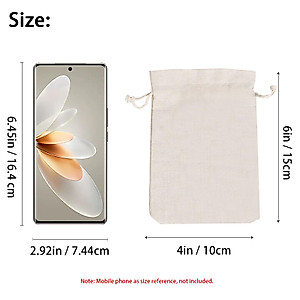 GWZiehory 60 Pieces Cotton Drawstring Bags, Reusable Muslin Bag (4 by 6 inch) for Storage, Teas, Candy, Spices, Soaps, Jewelry, Gifts, Wedding Party Favors and DIY Craft Home Decor