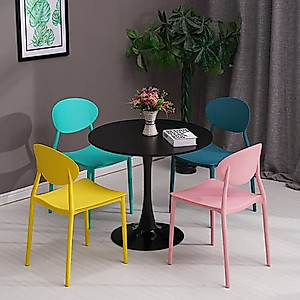 Forsho Tulip Table 32" Round Dining Table Set for 4, Mid Century Modern Circle Dining Table with Pedestal Base (Black)