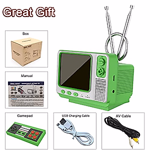 E-MODS GAMING Retro Games Console GV300S Mini TV Style 308 Video Games Player with Handheld Gamepad & AV Output - 3.0 Inch Screen Electronic Games Machine Xmas Gift for Kids Adults (Green)