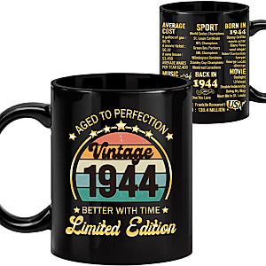 LEJIAJINW 80th Birthday Gifts for Him - 80th Years Old Birthday Gifts for Men - Vintage 80th Birthday Decorations for Men - 80th Birthday Gift Ideas for Women, 80th Birthday Gifts Presents Coffee Mug