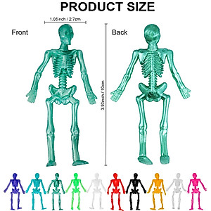 Konsait 72 Pack Stretchy Skeletons Stretchy Toys Bulk Set, Random 10 Glitter Color Sensory Bendable Toys, Party Favors for Kids Halloween Birthday Gift, Goodie Bags, Pinata Filler, Classroom Prizes