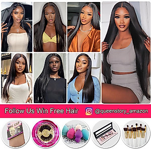 Queen Story 26 Inch Lace Front Wigs Human Hair 13x4 Straight Human Hair Lace Front Wigs For Black Women 180% Density Transparent HD Lace Front Wigs Human Hair Pre Plucked With Baby Hair