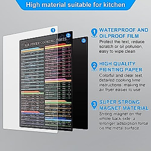 Air Fryer Cheat Sheet Magnetic Air Fryer Cooking Times Chart Magnet Cheat Sheet Set Air Fryer Accessories Cookbook Recipe Card Meat Temp Guide for Airfryer Oven Cooking Pot Kitchen Appliances, 2 Pack