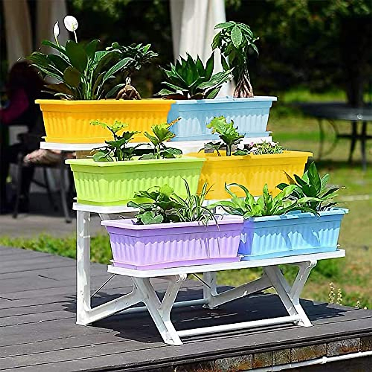 PURPLE STAR 1N 4 Packs 17 Inch Rectangular Window Flower Box Planter with Tray for Balcony,Windowsill,Garden