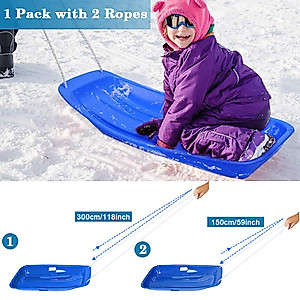 Atalawa Snow Sleds Toboggans, Sledges & Toboggans Heavy Duty Sledge Toboggan Sleigh Sled Plastic Unisex Ski Fun Board, 1 Pack Blue