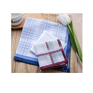 Mens Cotton Handkerchiefs Checkered Pattern Handkerchief Plaid Pocket Square Hankies Assorted 3PCS