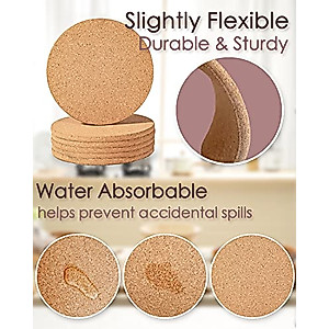 Cork Trivet, 6 Pack High Density Thick Cork Coaster Set for Hot Dishes and Hot Pots, 8 Inch Heat Resistant Multifunctional Cork Board, Hot Pads for Table & Countertop