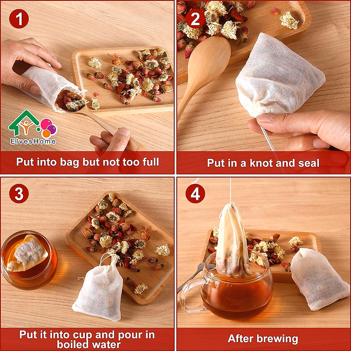 100 Pack Tea Filter Bags with Drawstring, Tea Filter Bags for Loose Tea, Reusable Tea Filter Bags, Disposable Tea Infuser Sachets for Tea Leaf Coffee Brew, Cheesecloth Mesh Muslin Strain Bags 3x4 inch