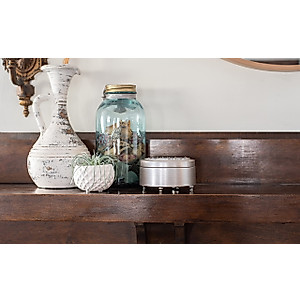 Cottage Garden Be Strong and Courageous Brushed Pewter Jewelry Music Box Plays Amazing Grace