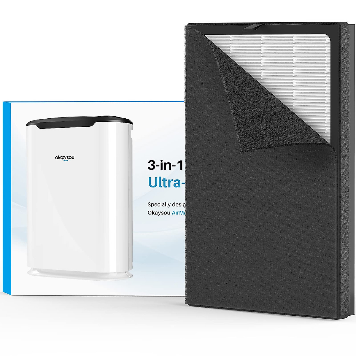 Okaysou AirMax 8L 3-in-1 Blue Ultra-Filter Higher Grade H13 True HEPA Filtration System, 1 Pack