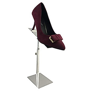 VIDAYA Silver Shoe Display Stand, Stainless Steel Shoe Display Risers Stand Countertop Adjustable Retail Supplies, Shoe Rack Set of 2