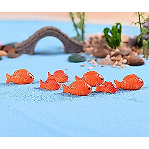 20 Pcs Resin Red Goldfish Mini Goldfish Figurines Fairy Garden Miniature Moss Landscape DIY Terrarium Crafts Ornament Accessories for Home Décor
