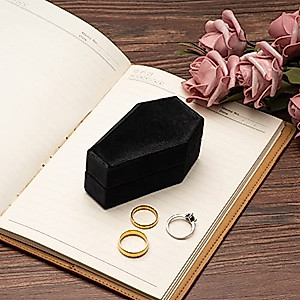 Velvet Coffin Ring Box Case Holder for Gothic Wedding Ceremony,Gothic Jewelry Organizer Decorations (Black)