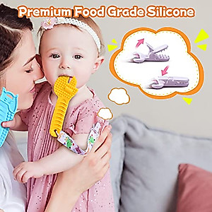 Mgtfbg Baby Teething Toys for 0-6 Months 6-12 Months - Molar Teether Chew Toys Set BPA Free Silicone, Soft Textures - Hammer Wrench Scissors Shape Baby Teething Toys Gift 5-Pack