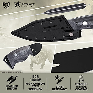DALSTRONG Delta Wolf Series Chef Knife 8" Bundled with Delta Wolf Series Paring Knife 4" with PU Leather Sheath - Black Titanium Nitride Coating - G10 Camo Handle