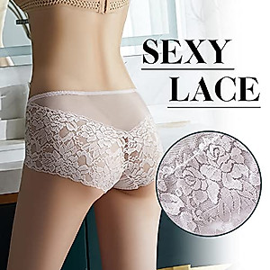 LORRZHI Underwear for Women Plus Size Womens Lace Underwear Sexy Seamless Brief Ladies Panties 5-Pack