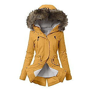 Winter Jacket with Hood Winter Coats for Women Waterproof Hooded Warm Winter Coat Quilted Thicken Puffer Jacket with Removable Hood Sweaters Tops for Work for Women Fall Hoodies for Women Blouses