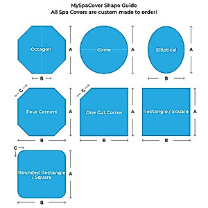 MySpaCover Long-Lasting Hot Tub and Spa Cover Replacement with EPS Insulation Foam, 4, 5, 6 Inch Taper for Any Shape and Size up to 96 inch (Custom)