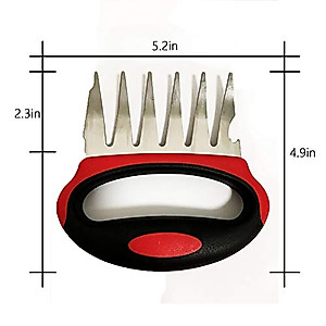SCN Bear Claws Meat Shredder-BBQ Claws Stainless Steel Fork Set For Shredding Pulling Lifting Pork Chicken Beef With Heat Insulated Handel Set of Two Barbecue Grilling Tool