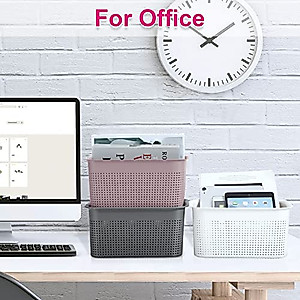 Plastic Storage Baskets with Lids Lay On Top 6.8 Qt stackable storage bins with Handle Tiny Holes, Storage Bins With Lids,Baskets for Organizing 6 pcs small, Organizer Bins, Storage Containers, Plastic Bins, Durable Plastic