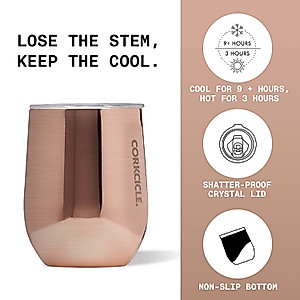 Corkcicle Origins Stemless Cup - Triple Insulated Stainless Steel Travel Wine Cup Tumbler for Coffee, Wine, and Cocktails - Spill Proof, Reusable, BPA-Free, Dishwasher Safe - 12oz/355ml, Copper