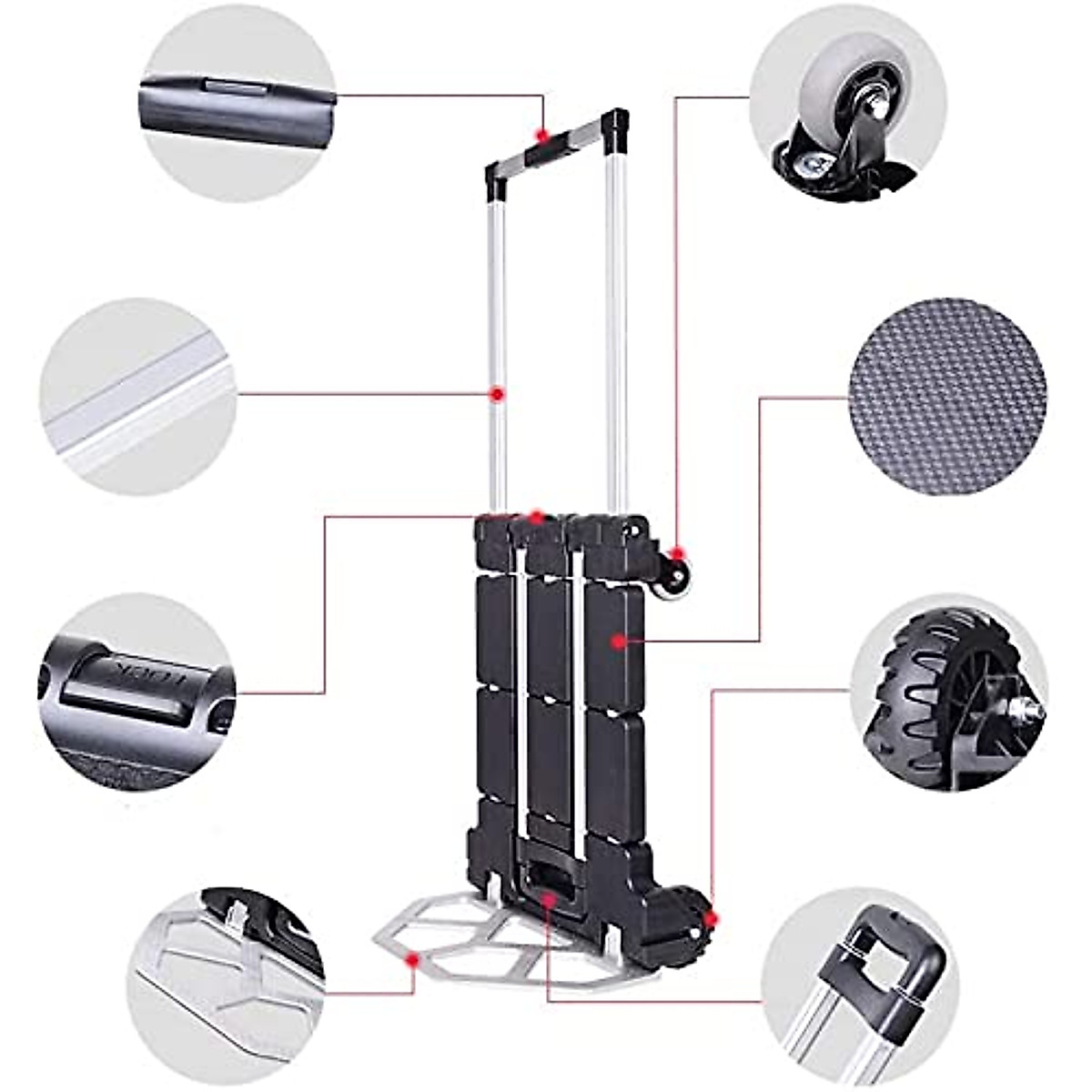 GAOFD Four Wheel Plastic Trolley Moving Delivery Load Heavy Truck Folding Tablet Portable Small Car Car Supplies/Black/Large