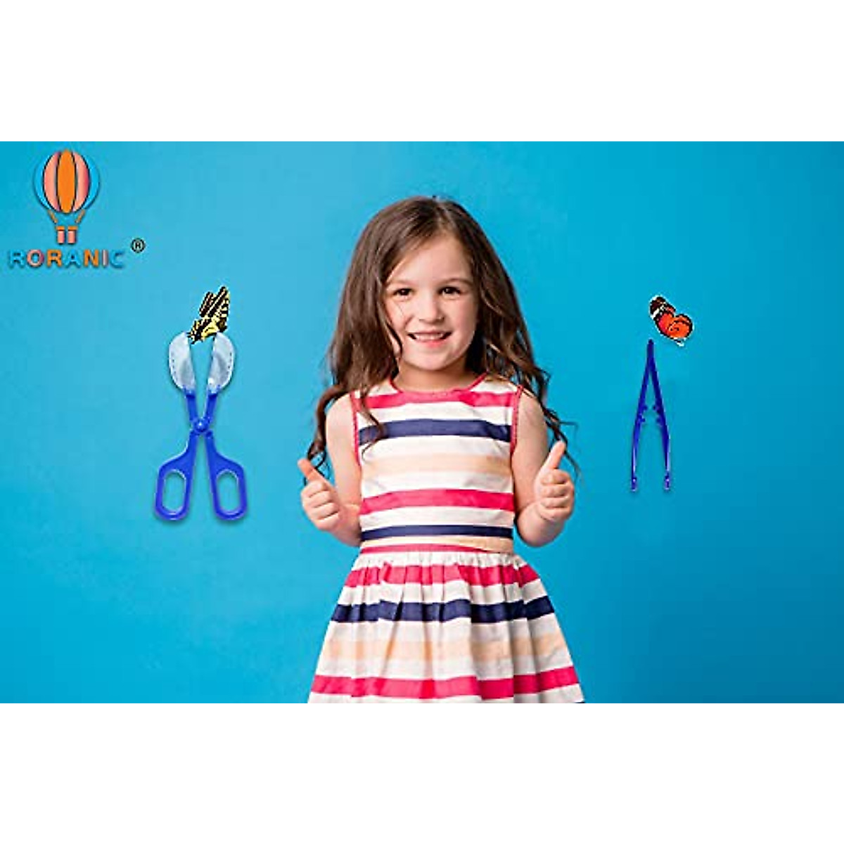 RORANIC Feeding Tongs,Bug Tweezers for Kids Adults, Reptile Feeding Tweezers Long Handle Feeder Tools for Fish Aquariums Reptiles Snakes Lizard Gecko Spider and Bird (Blue)