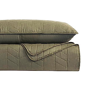 palassio Green 100% Cotton Quilt California Cal King Size Bedding Sets with Pillow Shams, Olive Oversized Lightweight Bedspread Coverlet, Cozy Bed Cover for All Season, 3 Pieces, 118x106 inches