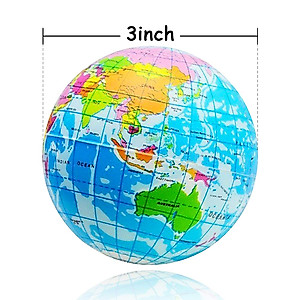 Koogel 16 PCS Globe Squeeze Balls, 3 Inch Earth Stress Relief Toys Foam Squeeze Balls Educational Stress Balls for Finger Exercise School Carnival Reward Party Bag Gift Stress Relief Toys