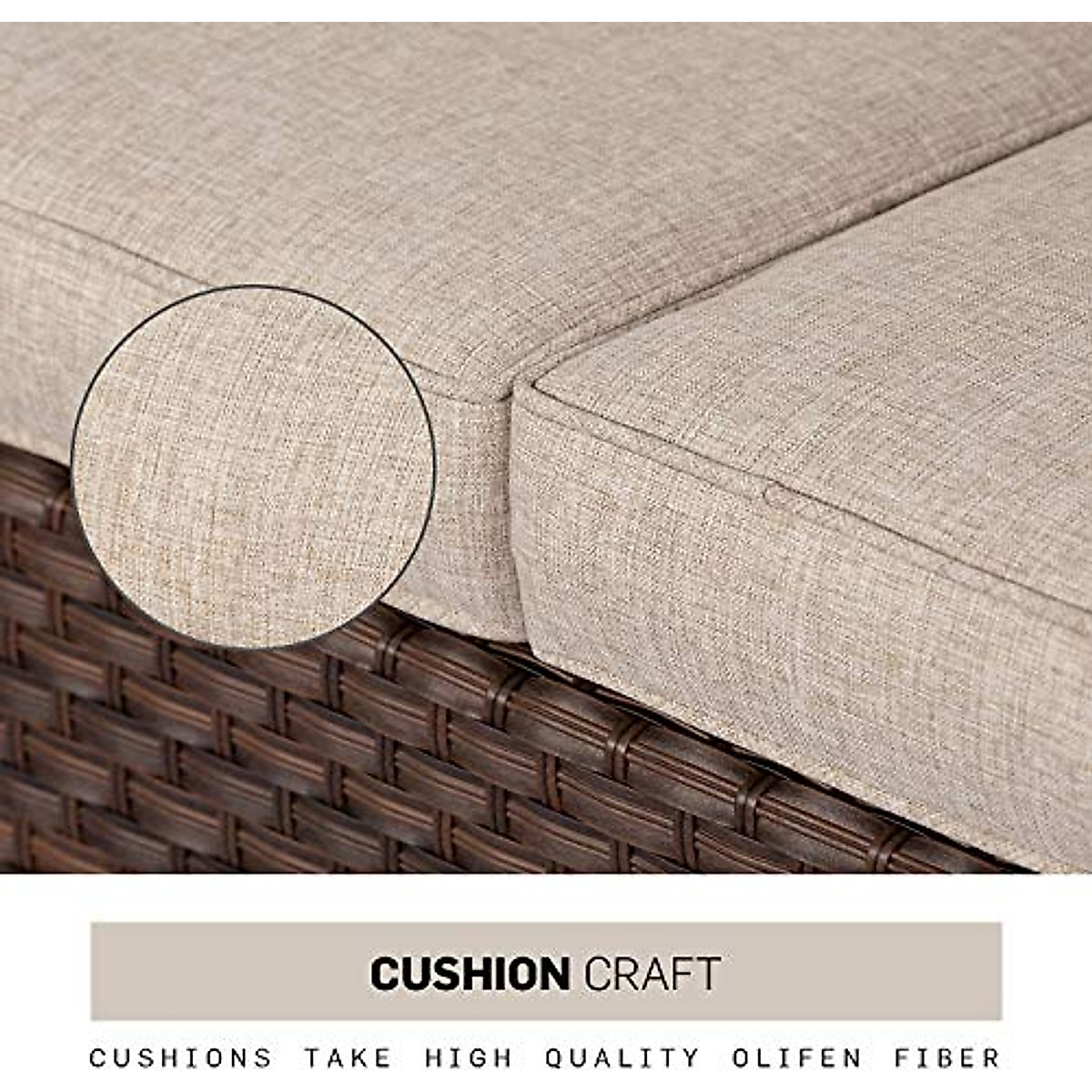 SOLAURA Patio Furniture Set Outdoor Conversation Set All Weather Wicker Furniture 4 Pieces Sectional Sofa Set with Tempered Glass Coffee Table-Brown