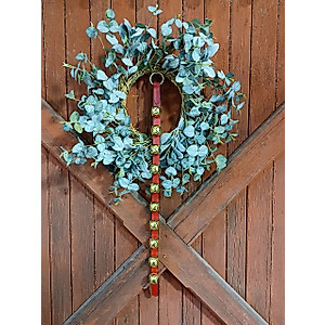 RRD Hanging Sleigh Bells for Door – 10 Brass Door Hanging Bell on Red Leather Strap - Multi-Purpose Jingle Bell Door Christmas Sleigh Bells & Dog Training Bells