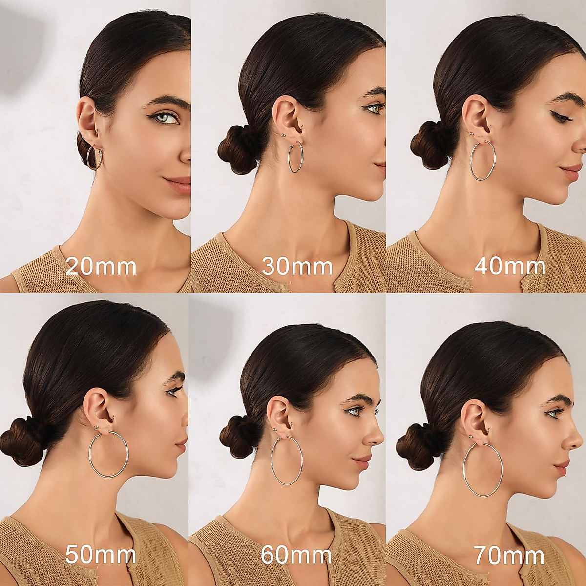 OOOPEL 2mm Sterling Silver Big Hoop Earrings For Women Sterling Silver Hoop Earrings Large Silver Hoop Earrings Womens Hypoallergenic Circle Endless Thin Hoop Oversize Silver Hoop Earrings For Women