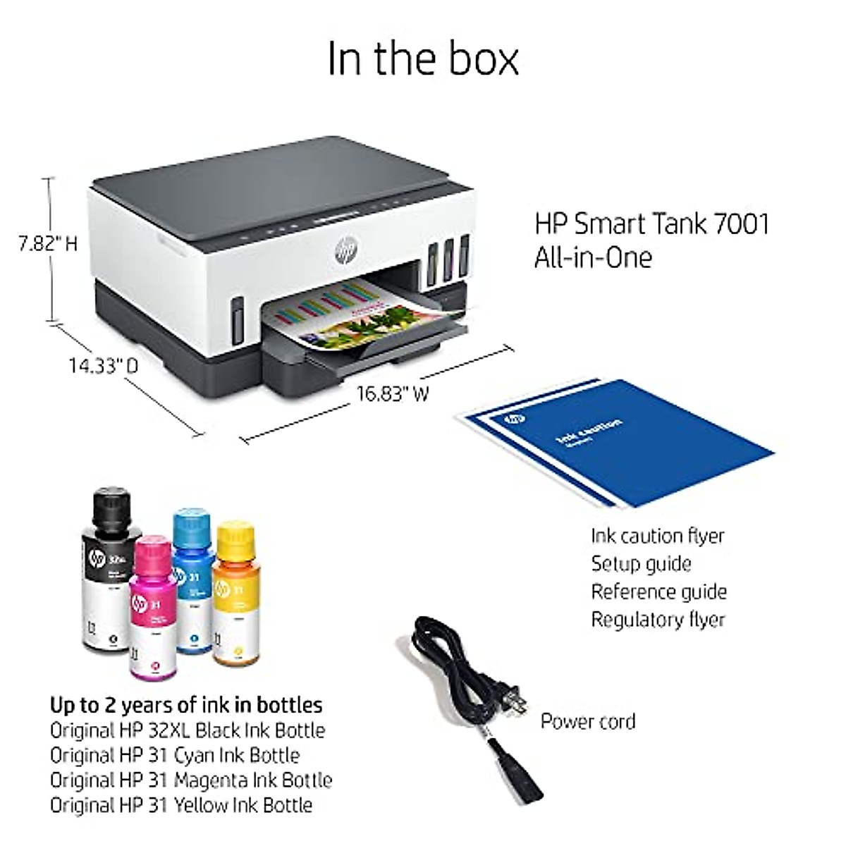 HP Smart -Tank 7001 Wireless All-in-One Cartridge-free Ink -Tank Printer, up to 2 years of ink included, mobile print, scan, copy (28B49A)