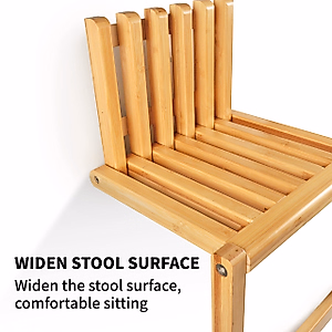 DOORTIAN Wall Mounted Folding Chair Solid Bamboo Porch Chair Door Shoe Cabinet Hidden Footstool Folding Bathroom Balcony Living Stool