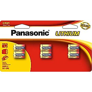 Panasonic CR2 3.0 Volt Long Lasting Lithium Batteries for Golf Rangefinders, Cameras, Flashlights and Other Devices, 6-Battery Pack