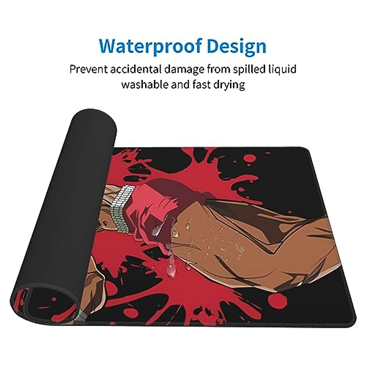 Baki Anime The Grappler Mouse Pad 16x29.5in Computer Keyboard Mousepad Waterproof Desk Pad Non-Slip Office Gaming Keyboards Mouse Mat Big Game Pc Laptop