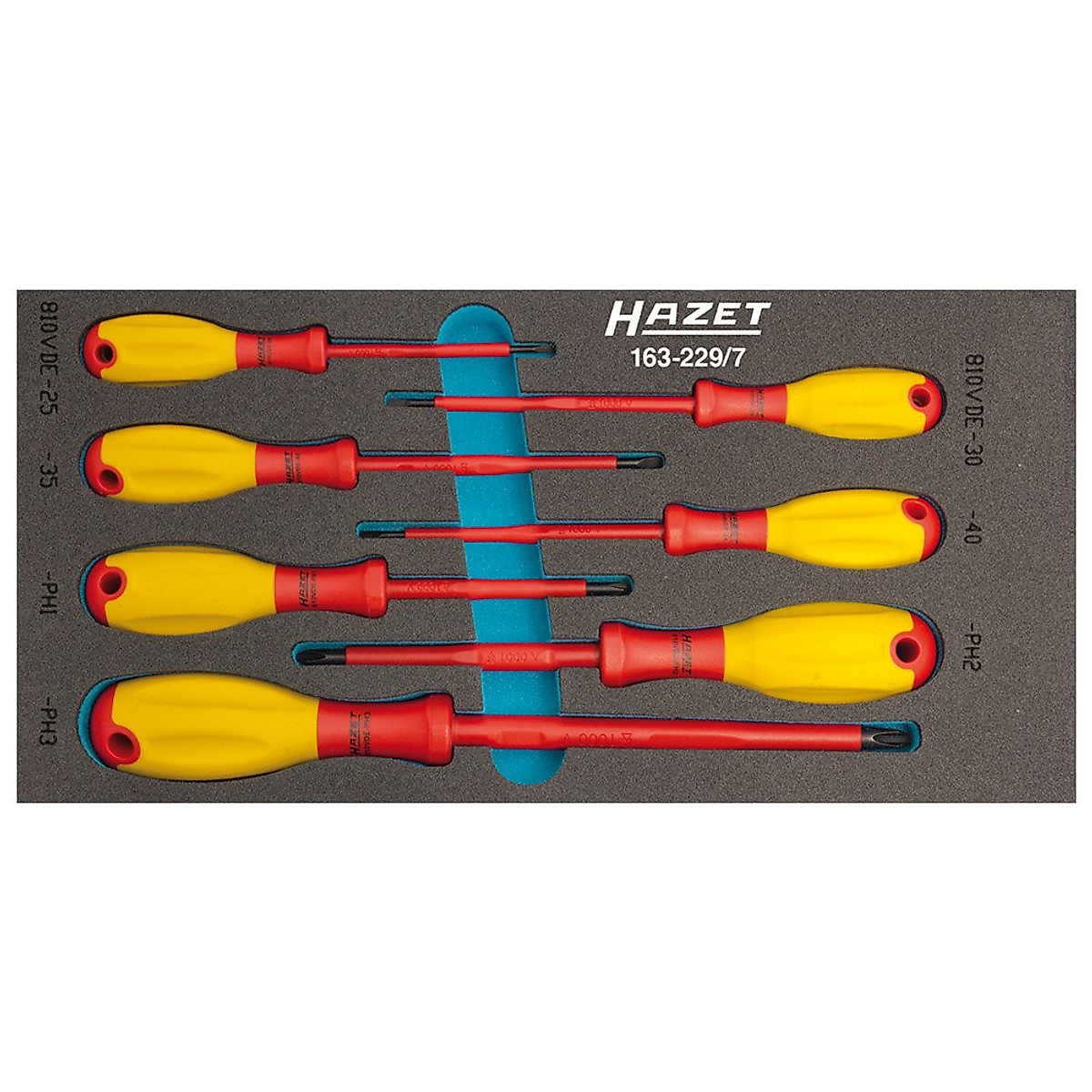 HAZET 163-229/7 Slot Cross Recess PH Profile VDE Screwdriver Set - Multi-Colour