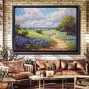Enchanting Texas, Native Texas Hill Country Bluebonnet Landscape - Fine Art Print Mounted in a White Mat Board