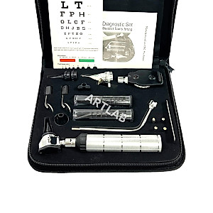 Artlab-Otoscope, Eye scope & Illuminator Diagnostic Set -Otoscope examination set -Nursing Students Otoscope set with Carrying Leather case Replacement Tips