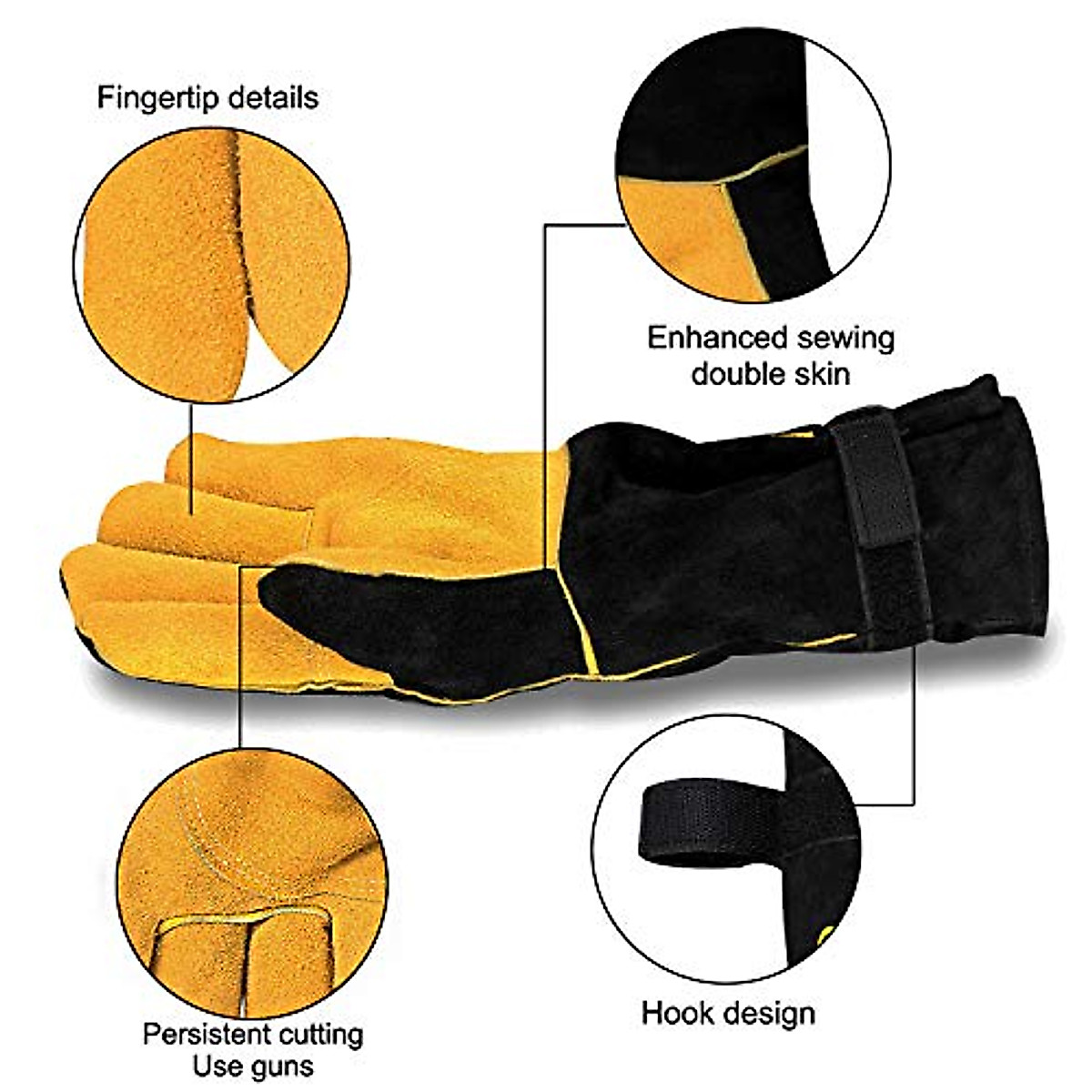 Cuwiny Welding Gloves, 1112°F Heat/Fire Resistant/Leather Forge Gloves, with Kevlar Stitching String, 16 inches Extra Long Sleeve and Fireproof Hook and Loop Tape,fit for Mig/Tig