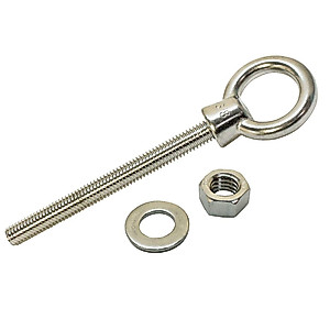 SDEXCSA WLL 1,050 Pounds 3/8 Inch x 12 Inch Fully Threaded Marine Stainless Steel Turned Eye Bolt Nut Washer