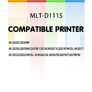 (Pack of 5) Compatible Replacement for Samsung MLT-D111S D111S 111S Toner Cartridge MLTS111S for Used in Printer Xpress M2020 M2020W M2022 M2022W M2024 M2026 M2070 M2070W M2078, by GTS