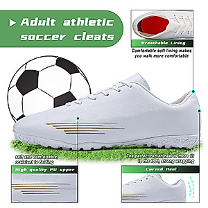 Indoor Soccer Shoes Mens Soccer Cleats Women Turf Soccer Shoes Men Zapatos de Futbol para Hombres Football Cleats Women Tacos de Futbol para Hombre Tacos de Futbol Youth Futsal Shoes TF White