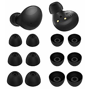 6 Pairs Silicone Galaxy Buds 2 Ear Tips Earbuds, S/M/L 3 Size Soft Rubber Flexible Eartips Buds Wing Tips Fit in Case Compatible with Samsung Galaxy Buds 2 / Galaxy Buds Plus - Black