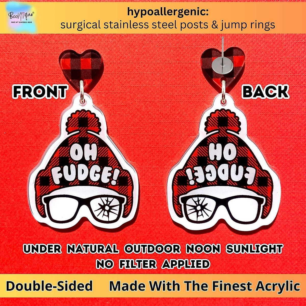 Hallmark Christmas Story Fun Christmas Earrings, Fun Christmas Outfit Accessories, Fun Christmas Story Gifts, Fun Christmas Party Favors, Christmas Earrings (Ralphie)